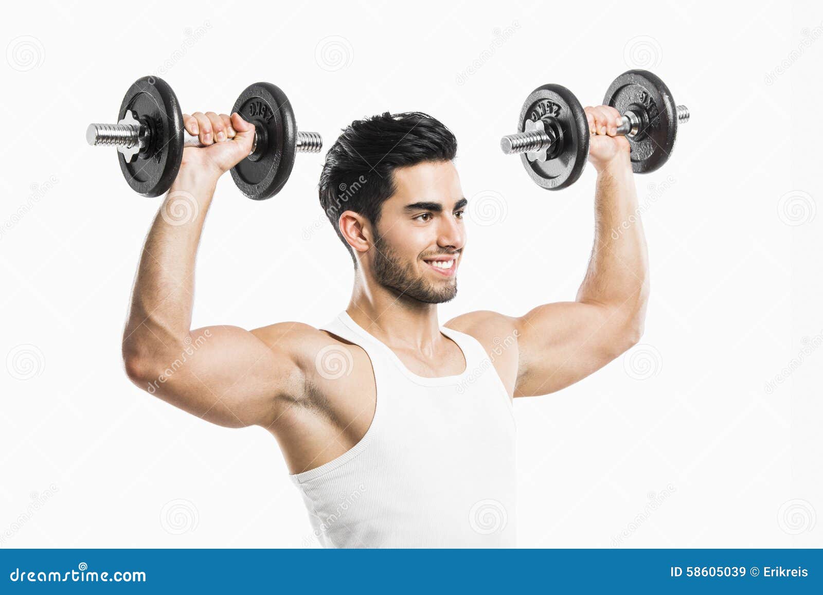 Athletic Man Lifting Weights Stock Image - Image of shape, lifestyle ...