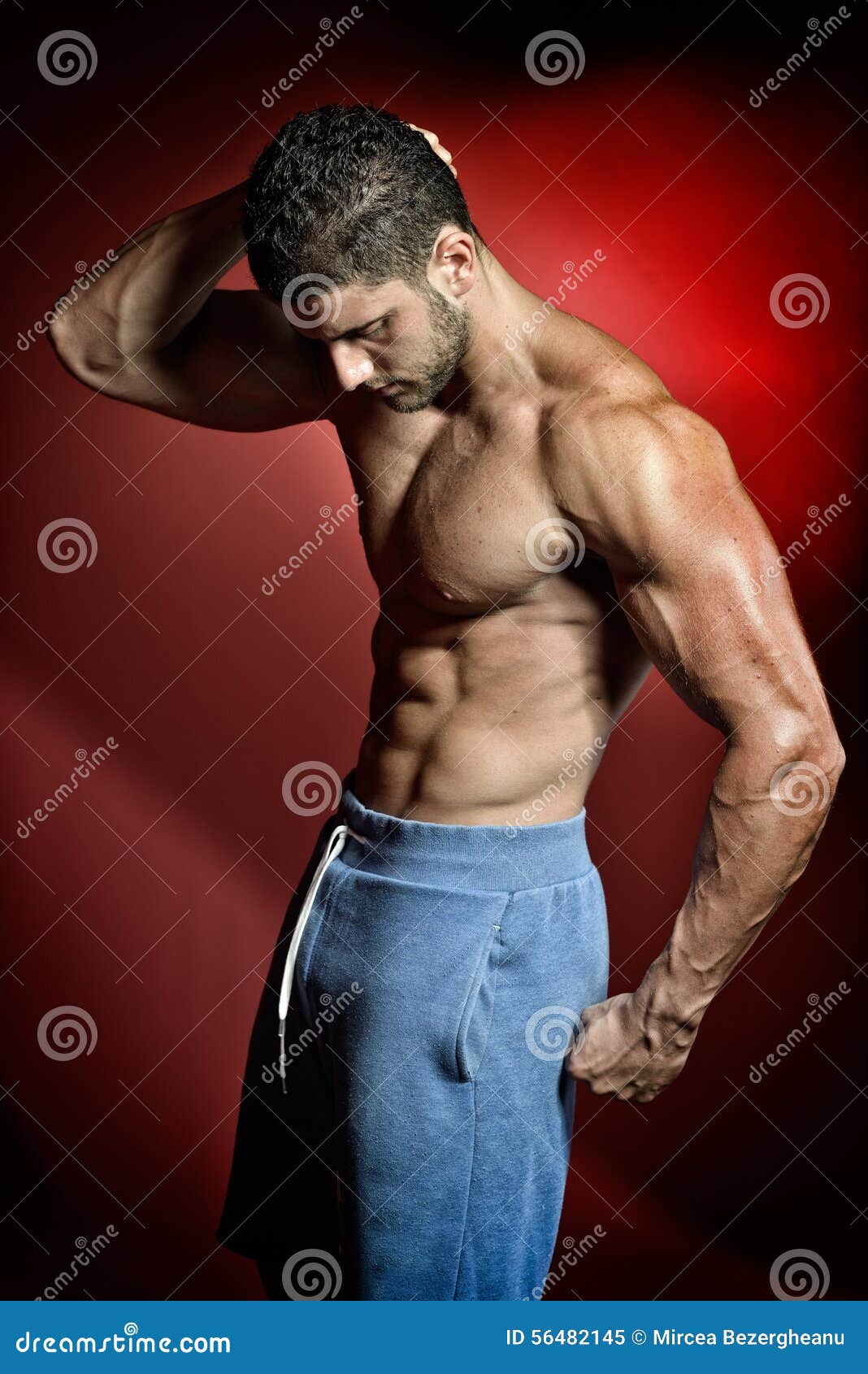Athletic Man Portrait in Studio Stock Image - Image of male, exercise ...