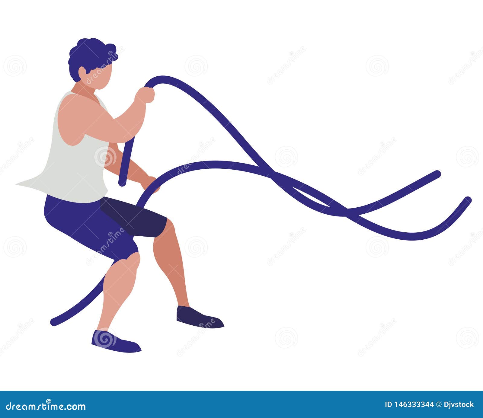 Athletic Man Practicing Exercice with Elastics Bands Stock Illustration ...