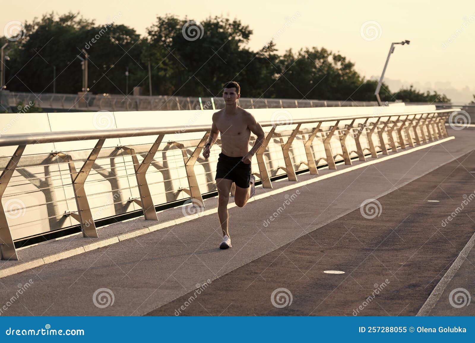Athletic Man Runner with Muscular Torso Running Stock Image - Image of ...