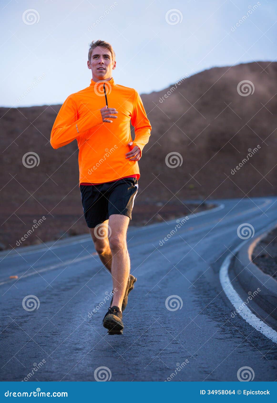 Athletic Man Running Jogging Outside Stock Photo - Image of beautiful ...