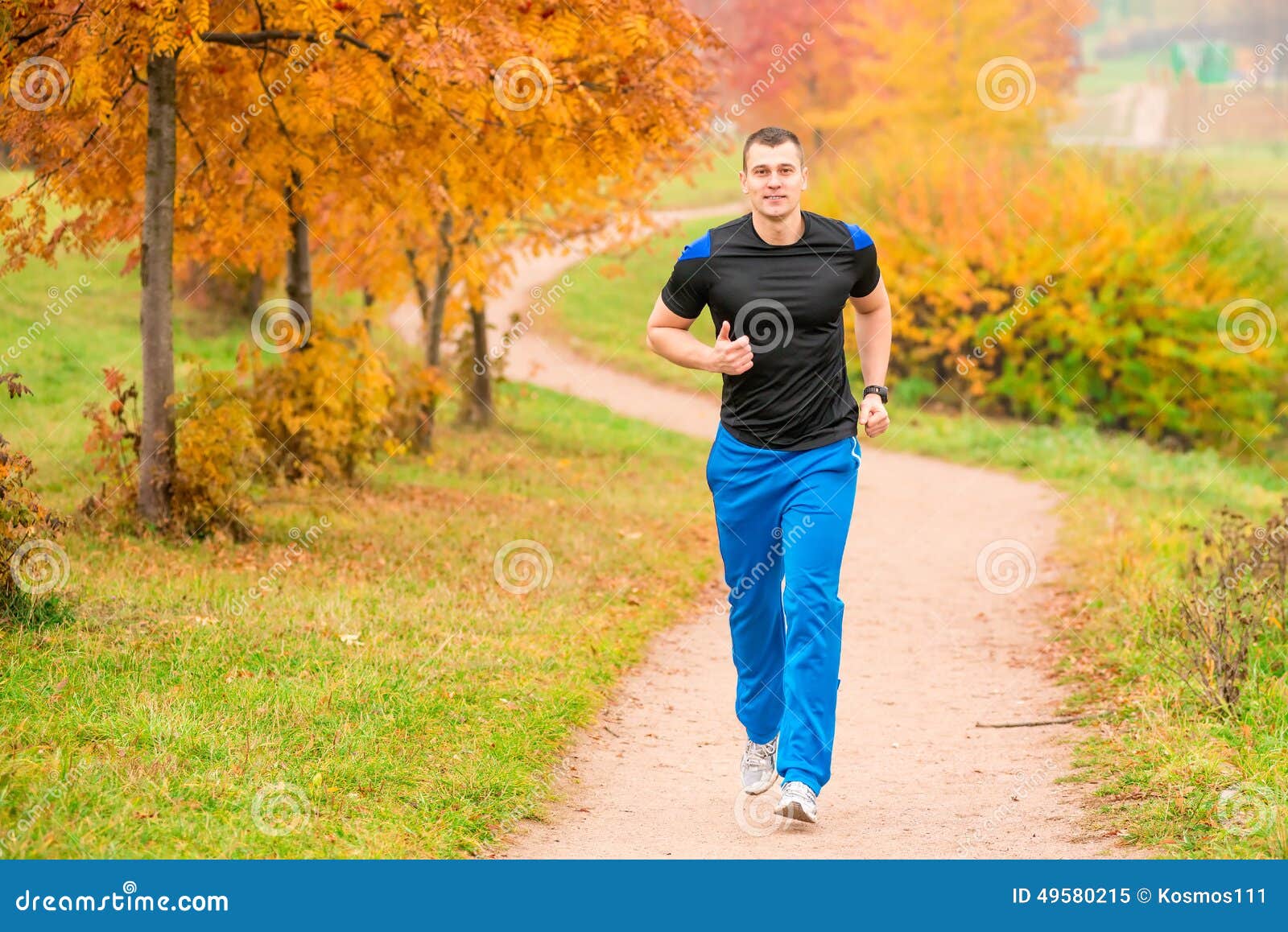 Athletic Man Running in the Park Stock Image - Image of clothing ...