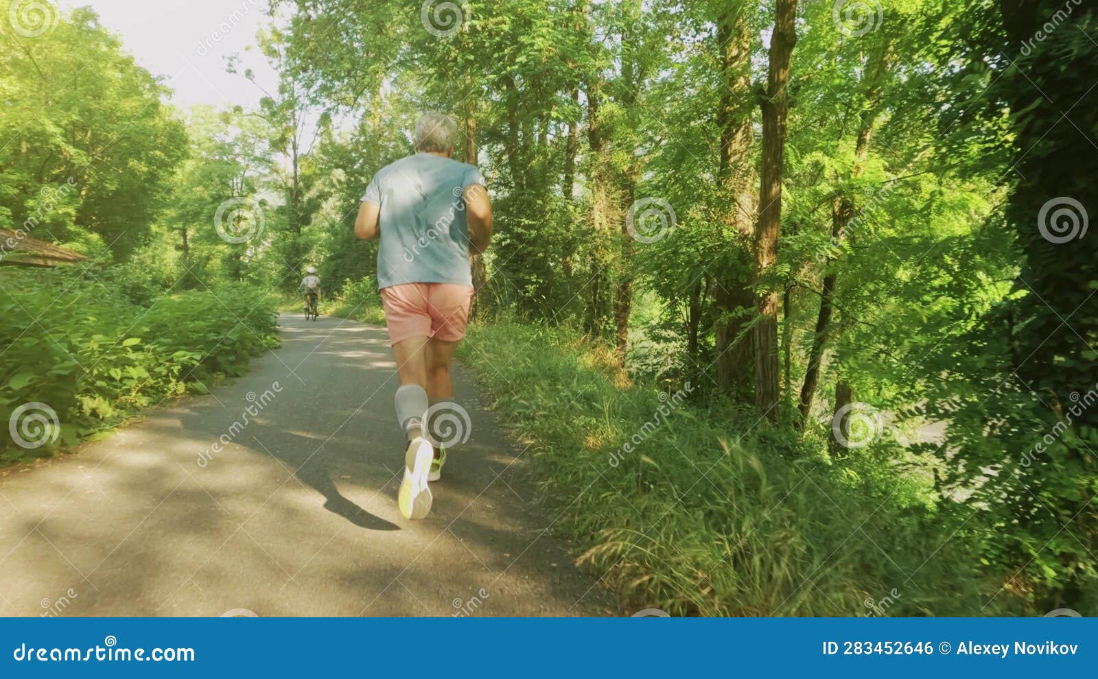An Athletic Man Running in the Park in the Morning Stock Photo - Image ...
