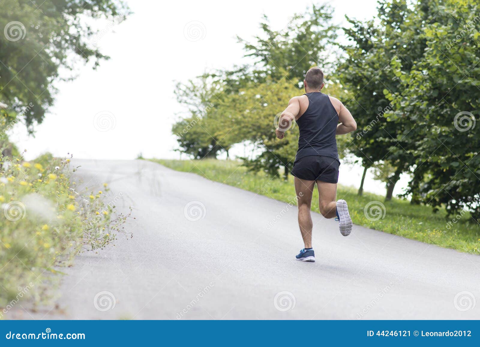Athletic Man Running Uphill, Outdoor. Stock Image - Image of uphill ...