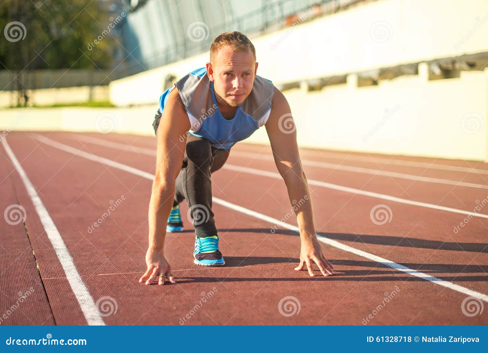 Athletic Man Standing in Posture Ready To Run on Stock Photo - Image of ...