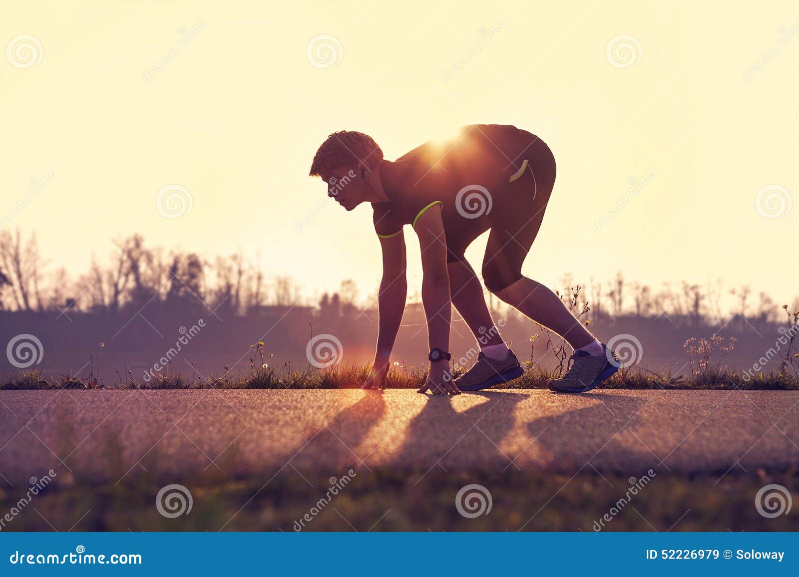 Athletic Man Starting Evening Jogging in Sun Rays Stock Image - Image ...