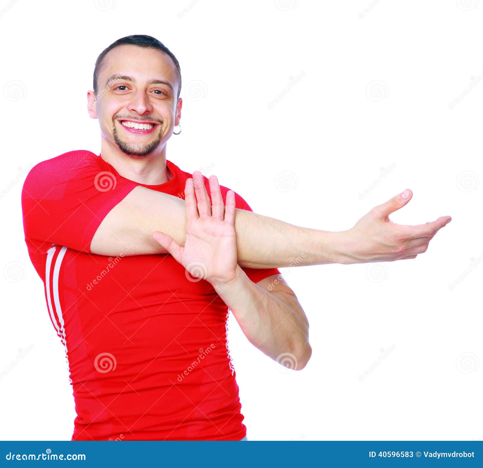 Athletic Man Stretching the Arms Stock Image - Image of relax, fitness ...