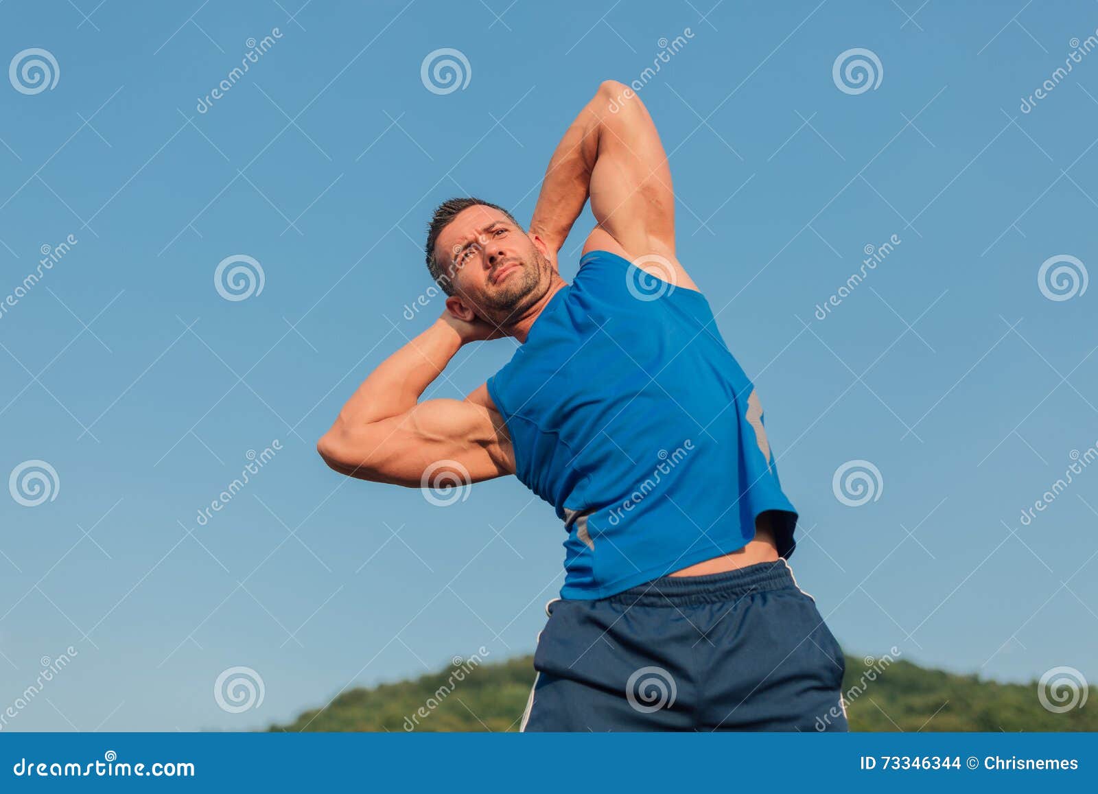 Athletic Man Stretching Outdoor Stock Photo - Image of motion, sports ...