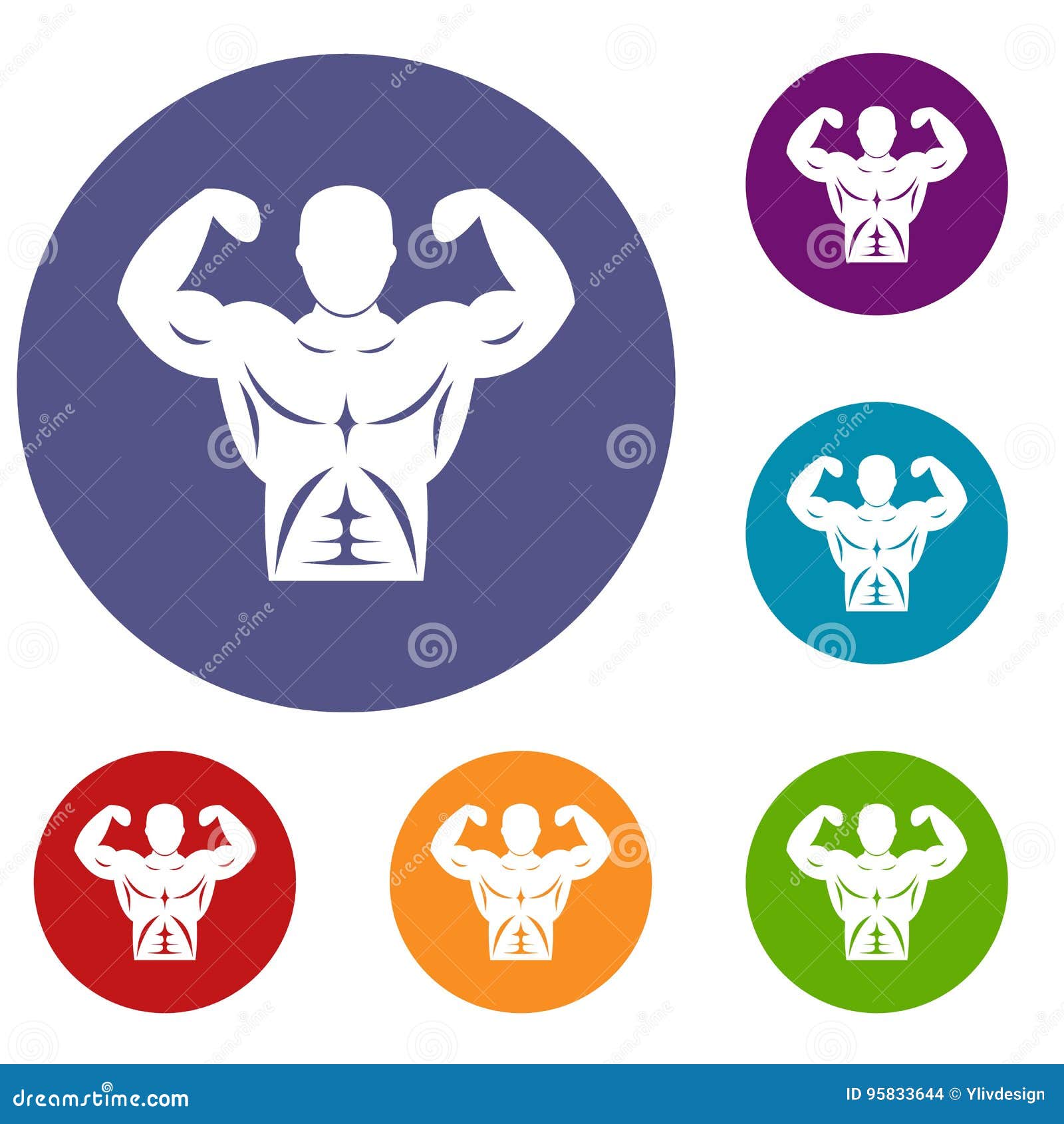 Athletic Man Torso Icons Set Stock Vector - Illustration of ...