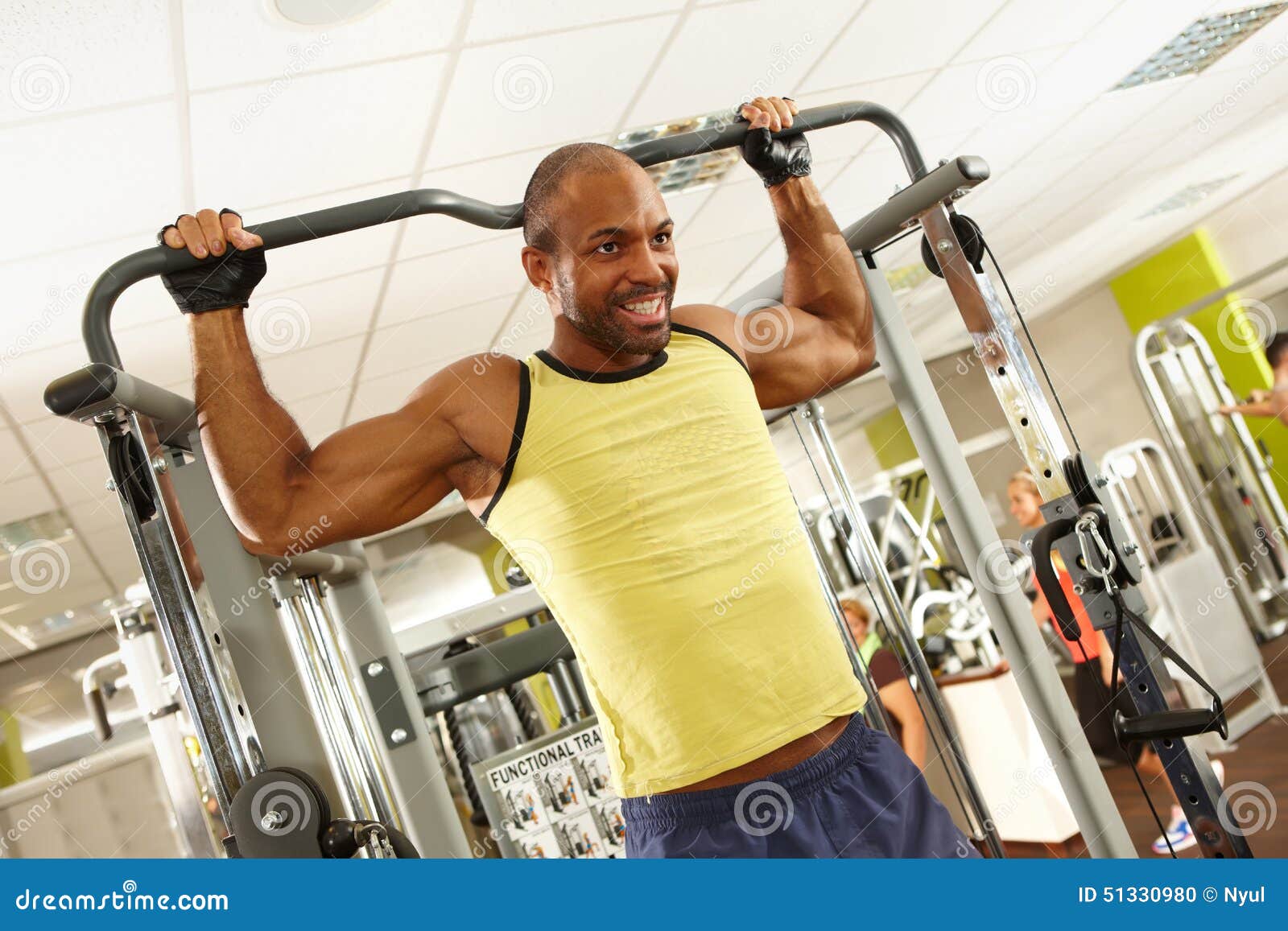 Athletic Man Training in Gym Stock Photo - Image of exercises, adult ...