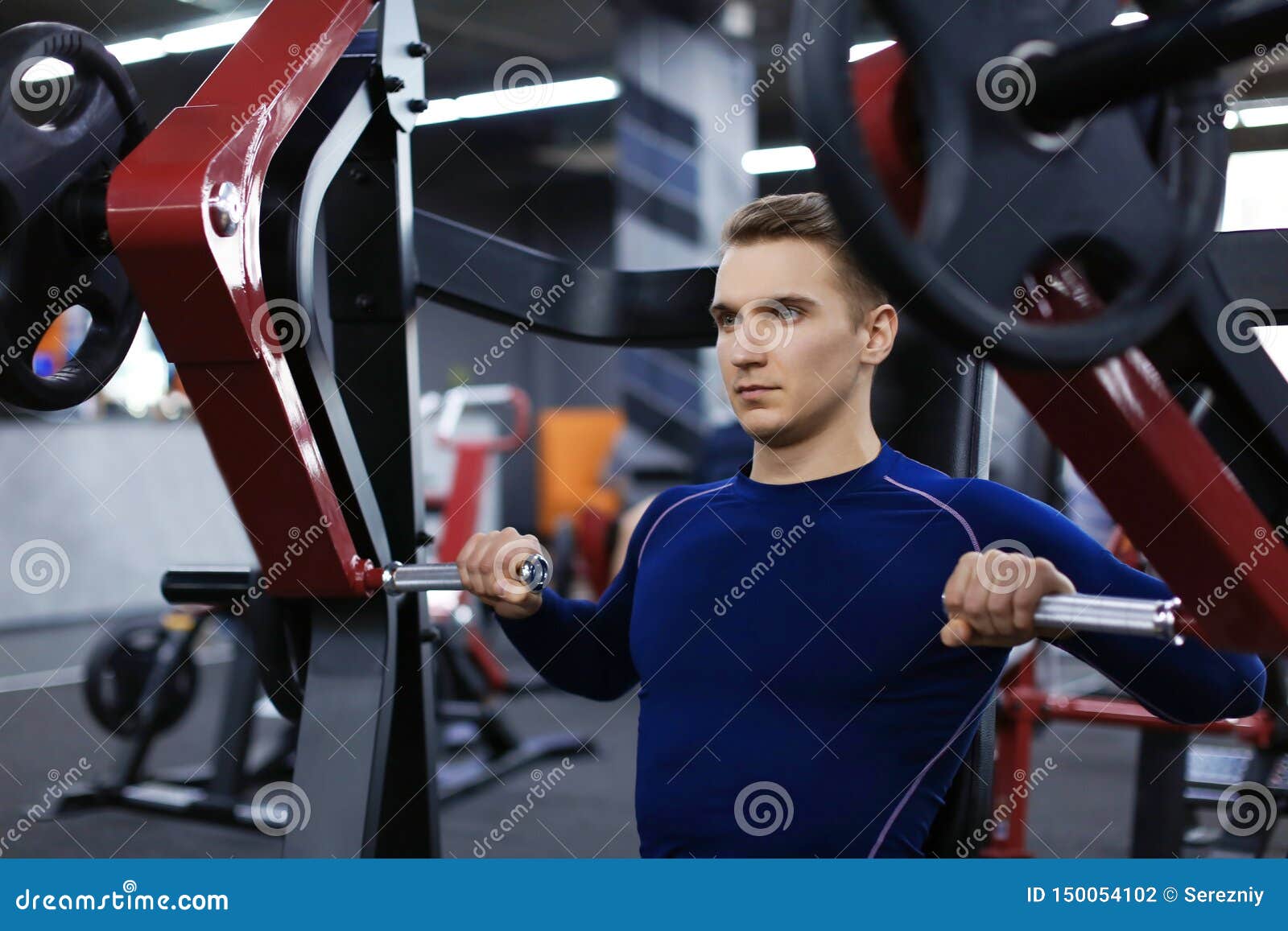 Athletic Man Training in Modern Gym Stock Photo - Image of instructor ...