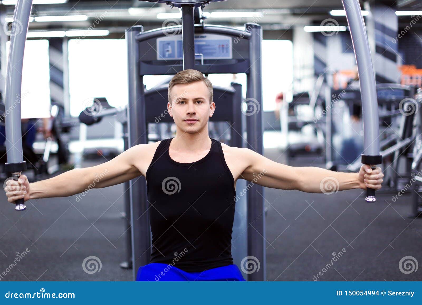 Athletic Man Training in Modern Gym Stock Photo - Image of activity ...