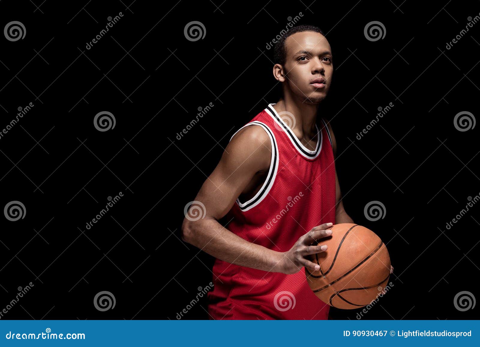 Athletic Man in Uniform Playing Basketball on Black Stock Image - Image ...