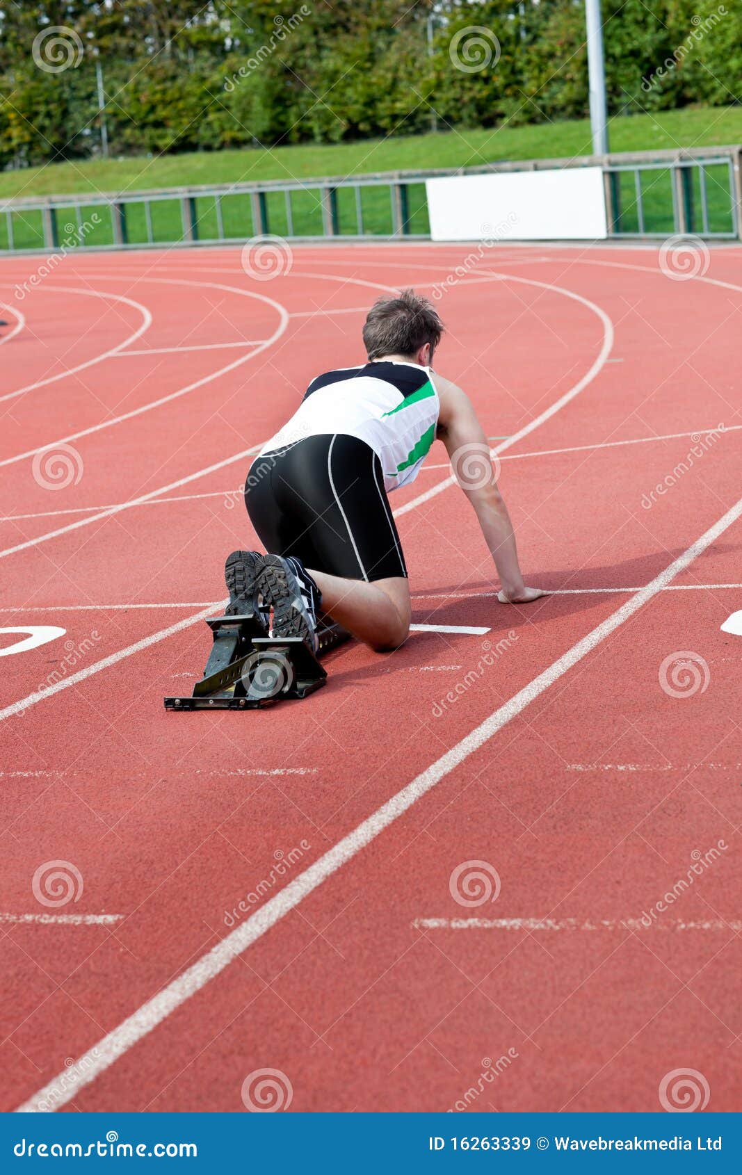 Athletic Man Waiting in Starting Block Stock Image - Image of male ...