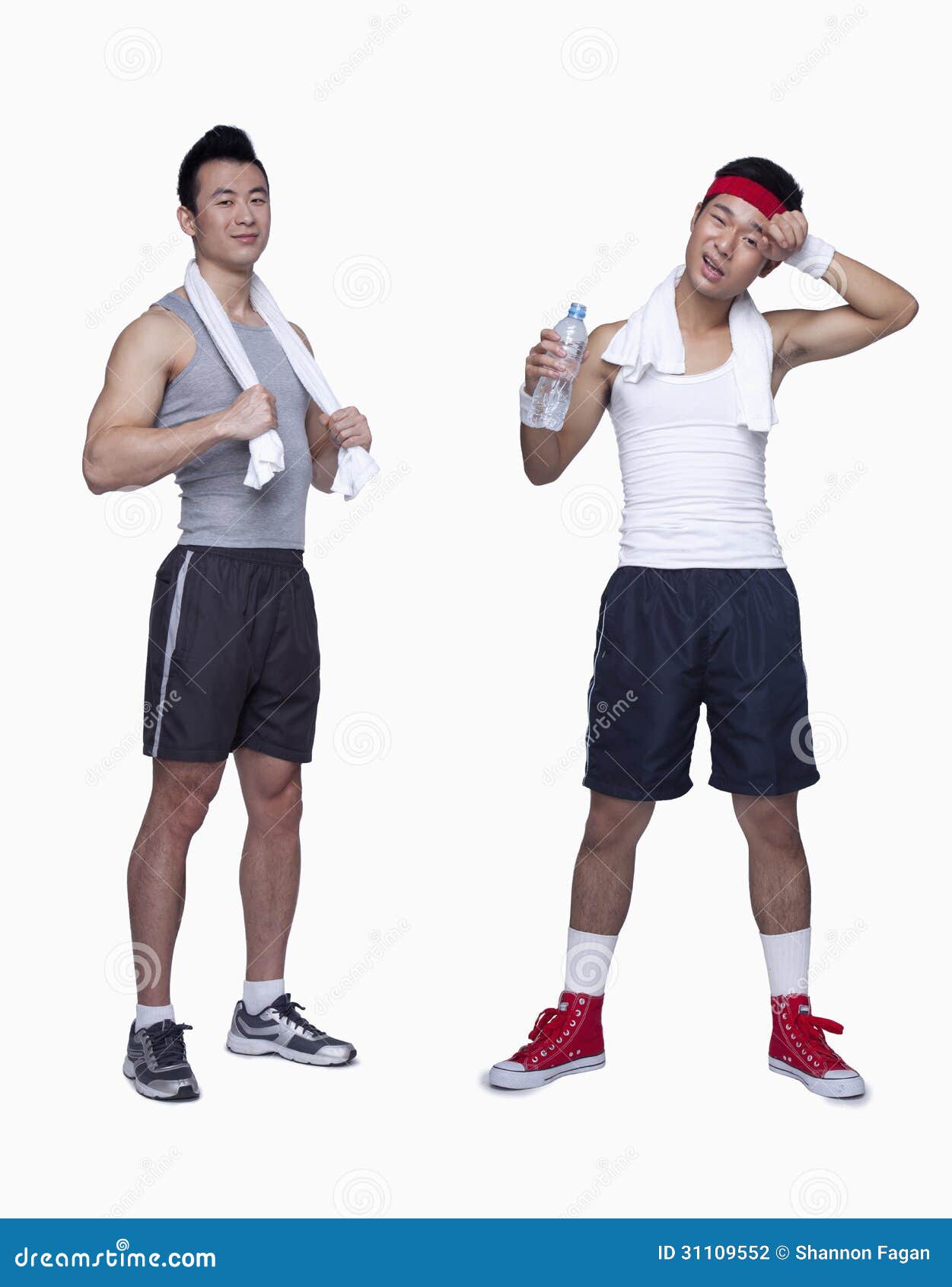 Athletic Man and Workout Beginner Tired, Opposite, Studio Shot Stock ...