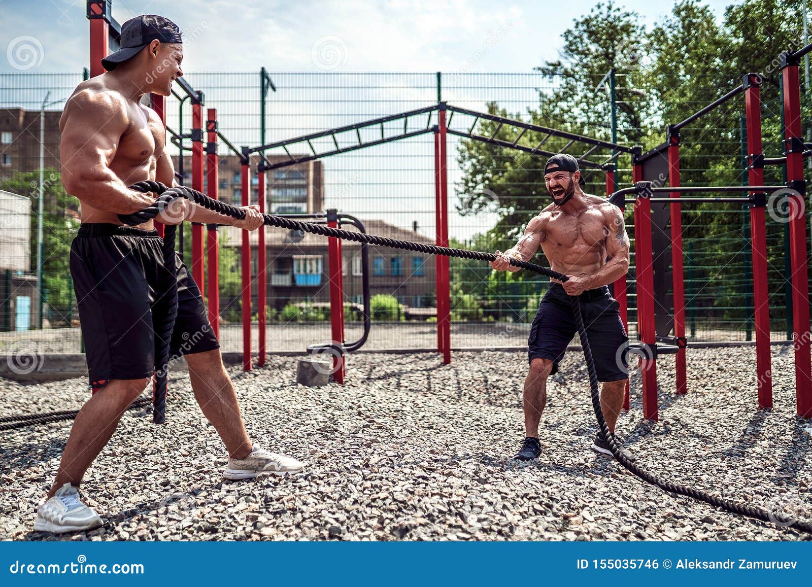 Men with Rope, Functional Training Stock Photo - Image of healthy ...
