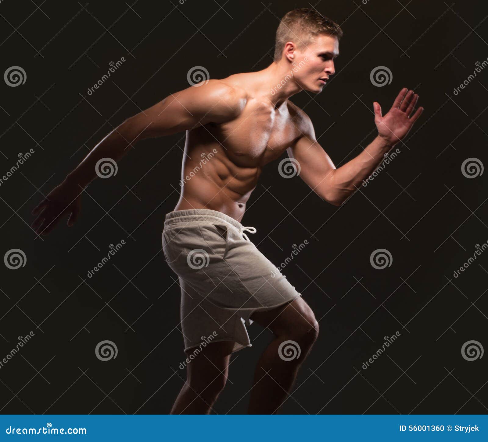 Athletic and Muscular Man is Running Stock Photo - Image of ...