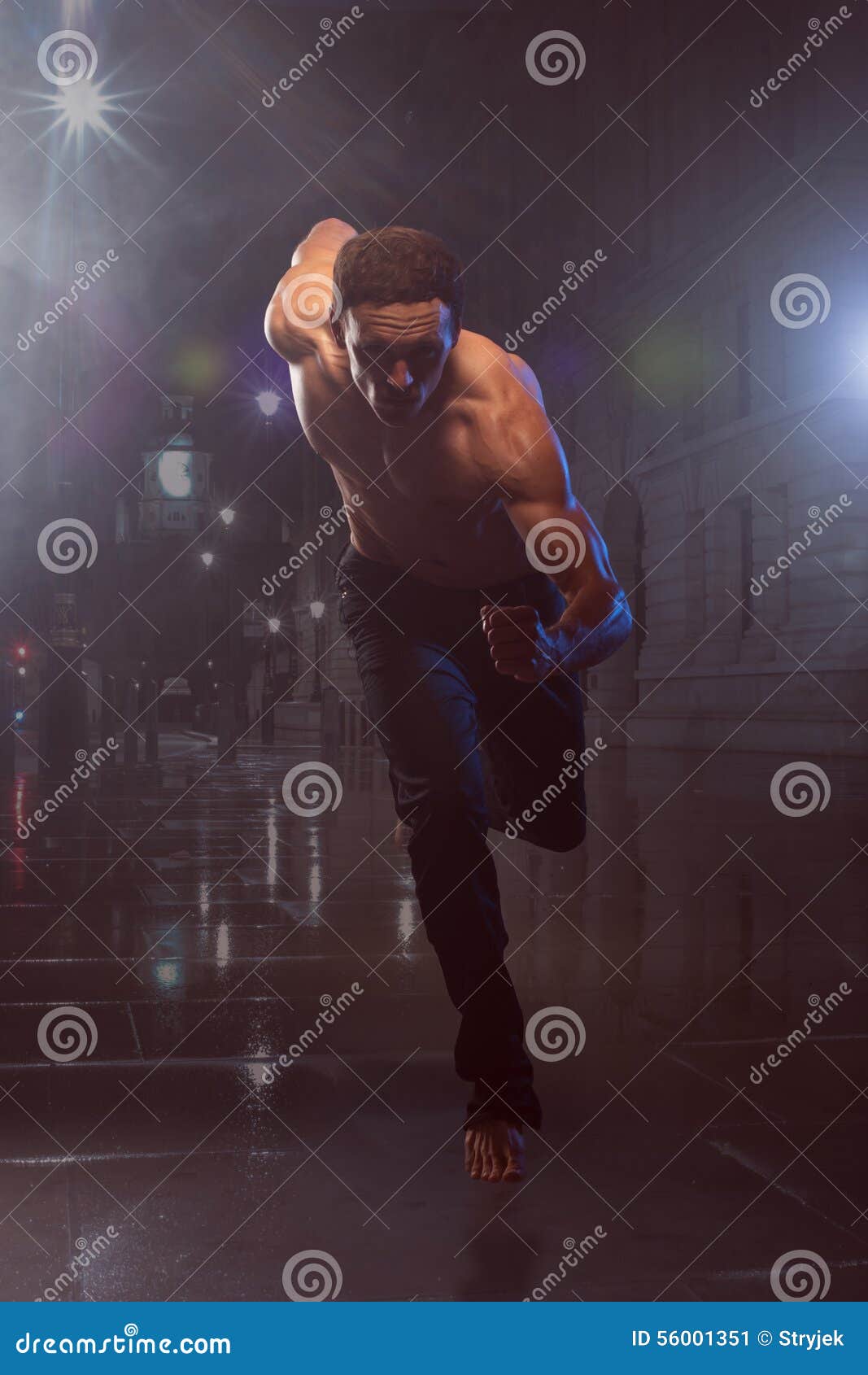Athletic and Muscular Man is Running I Stock Image - Image of fitness ...