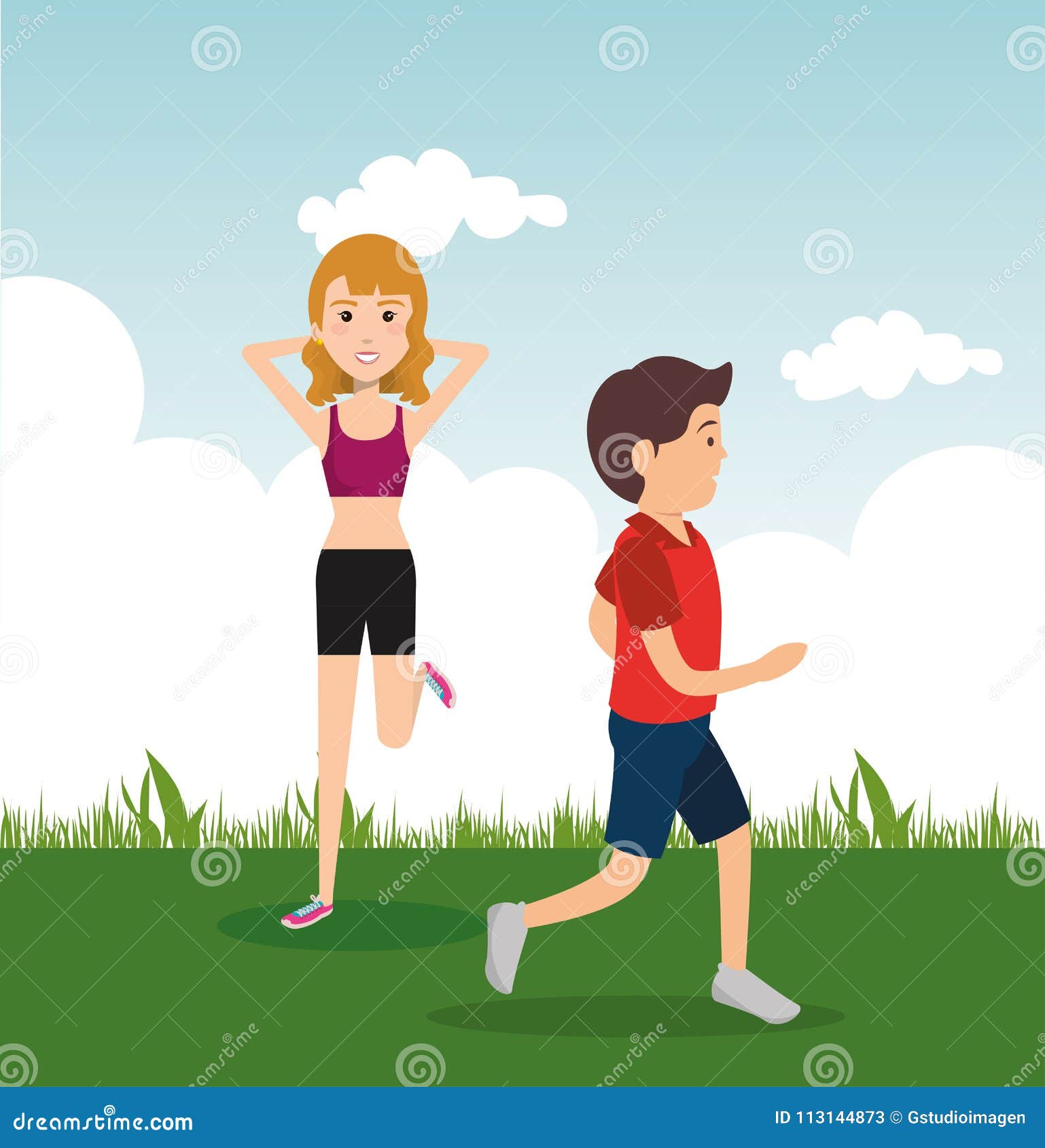 Athletic People Practicing Exercise Characters Stock Vector ...