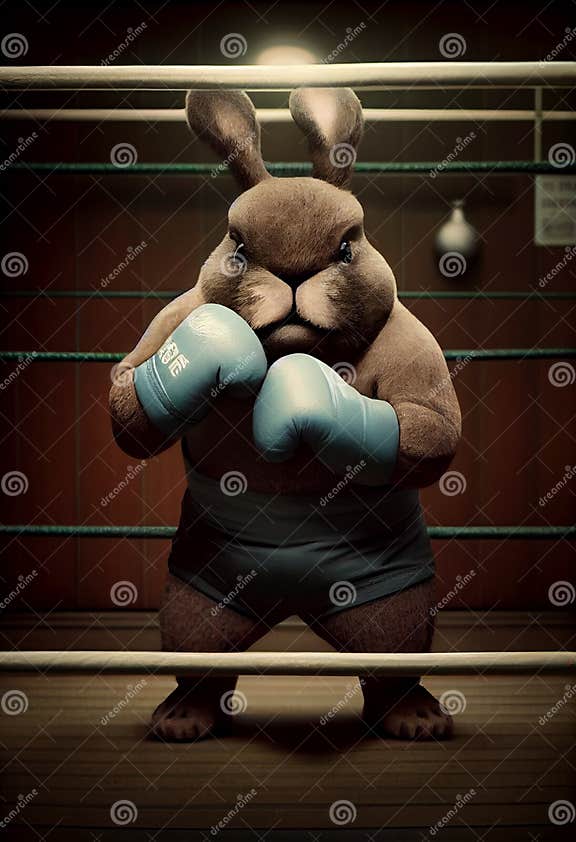 Athletic Rabbit in Boxing Gloves. AI Generated. Stock Illustration ...
