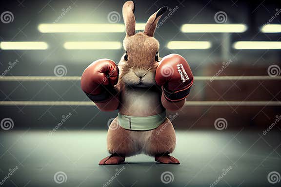 Athletic Rabbit in Boxing Gloves. AI Generated. Stock Illustration ...