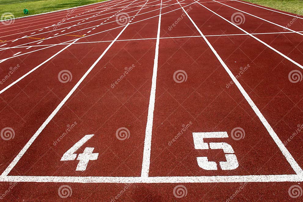 Athletics 100 Meter Start Line Stock Image - Image of four, athletics ...
