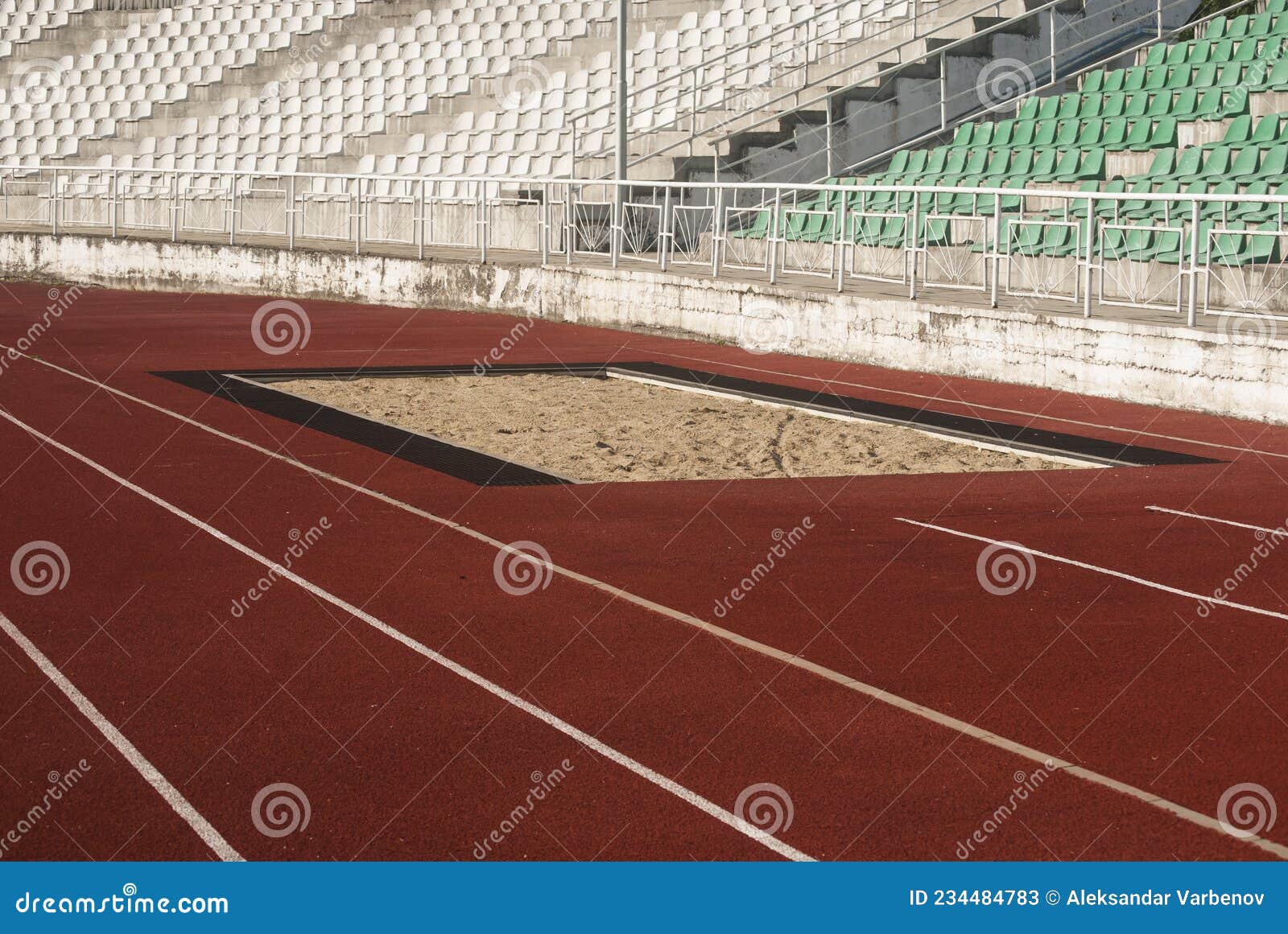 Athletic Tracks and Sand Jump Trap Stock Image - Image of closeup ...