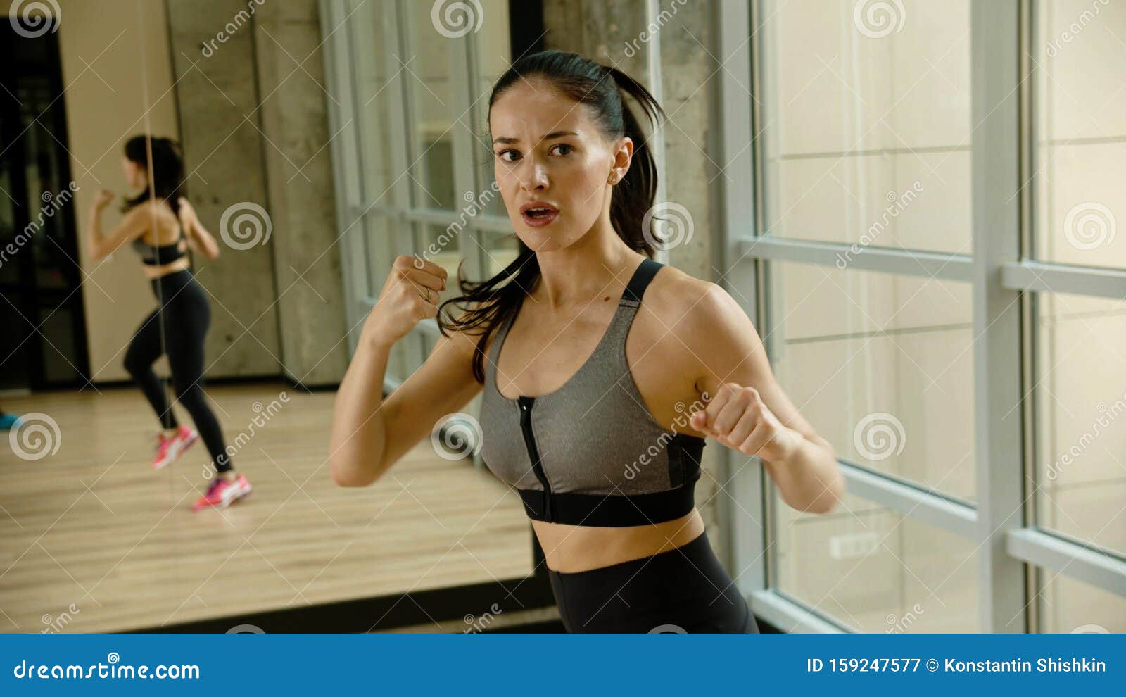 An Athletic Woman Boxing - Intense Endurance Training Stock Image ...