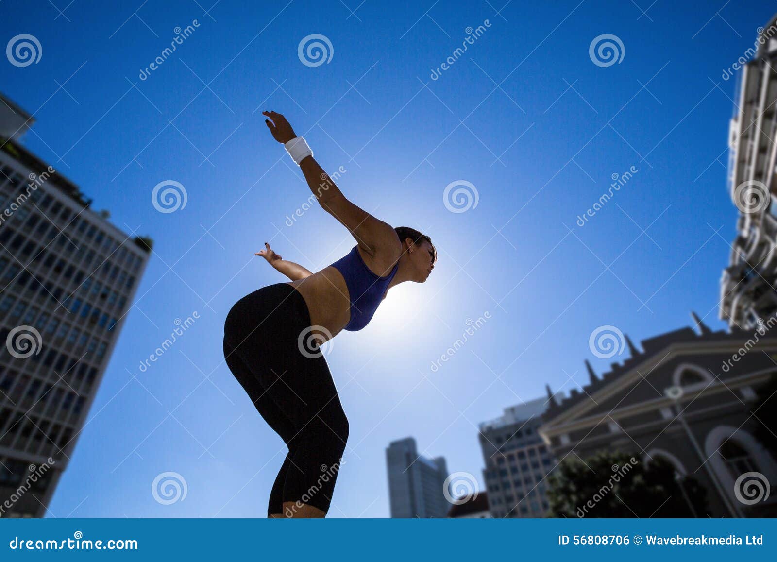Athletic Woman Preparing for Jump Stock Photo - Image of activity, jump ...