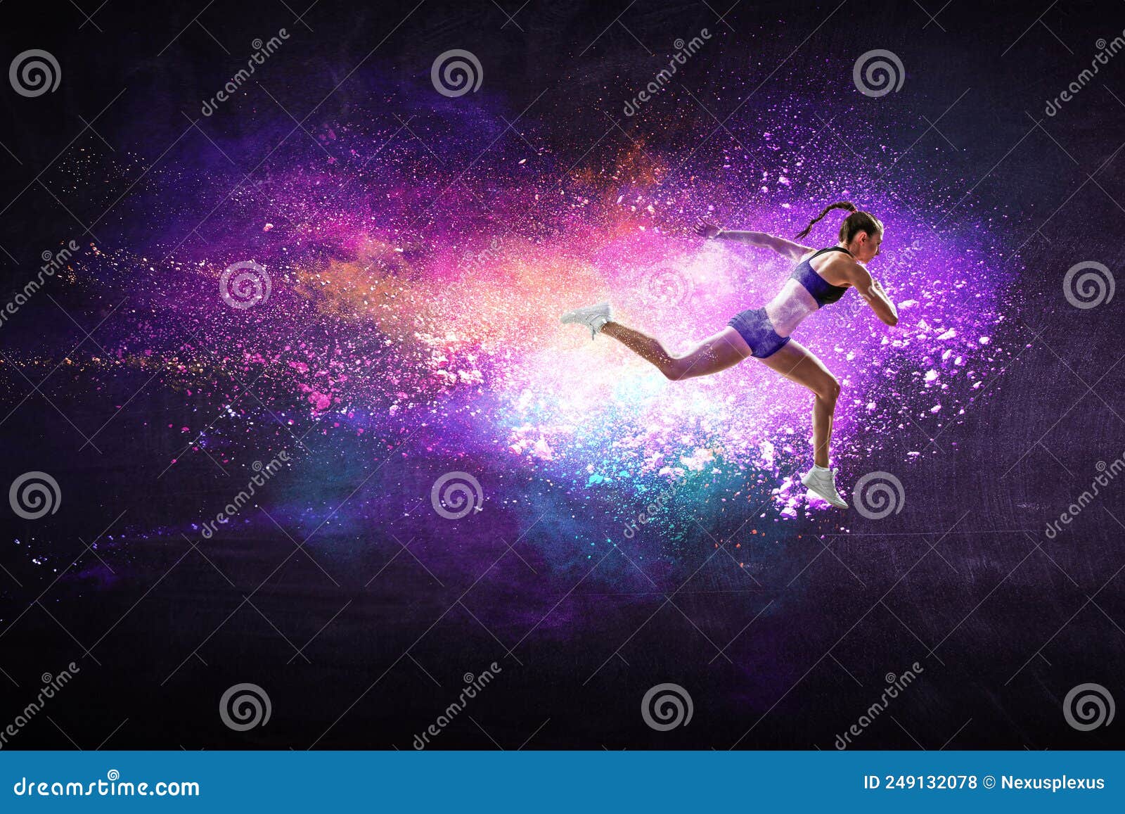 Athletic Woman Runner on Colourful Background Stock Photo - Image of ...