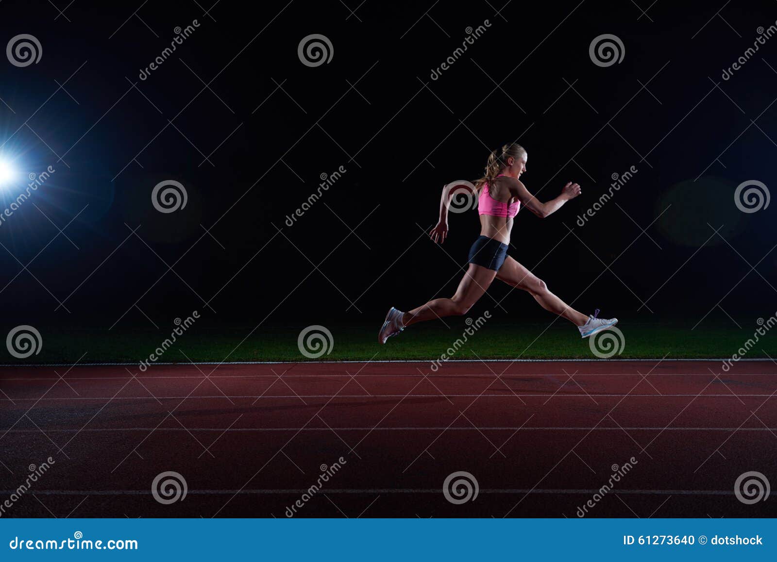Athletic Woman Running on Track Stock Photo - Image of girl, health ...