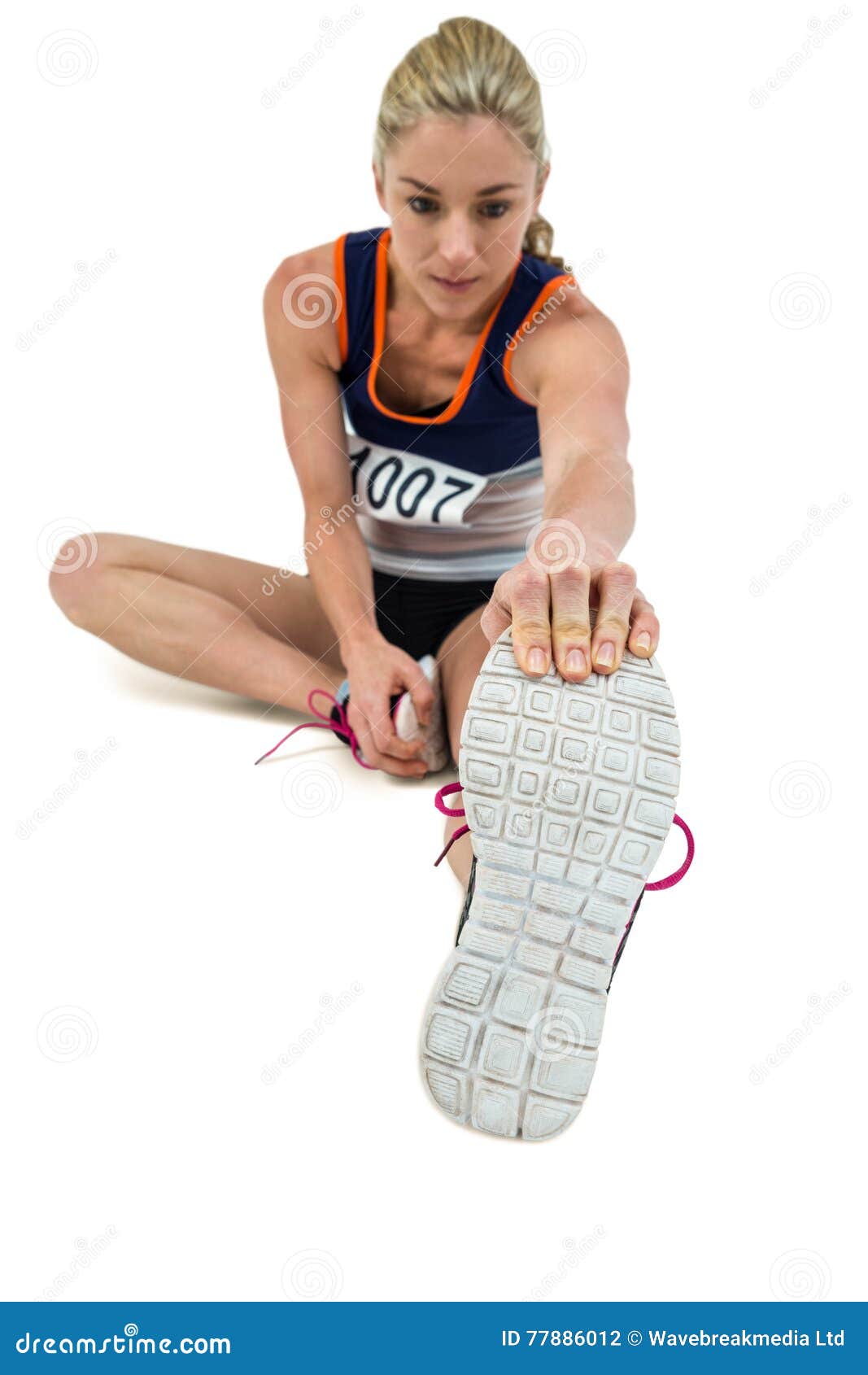 Athletic Woman Stretching Her Hamstring Stock Photo - Image of shot ...