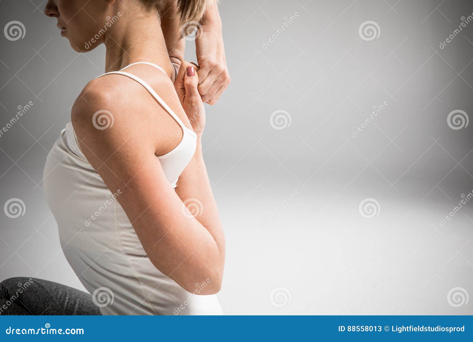 Athletic woman stretching stock image. Image of harmony - 88558013