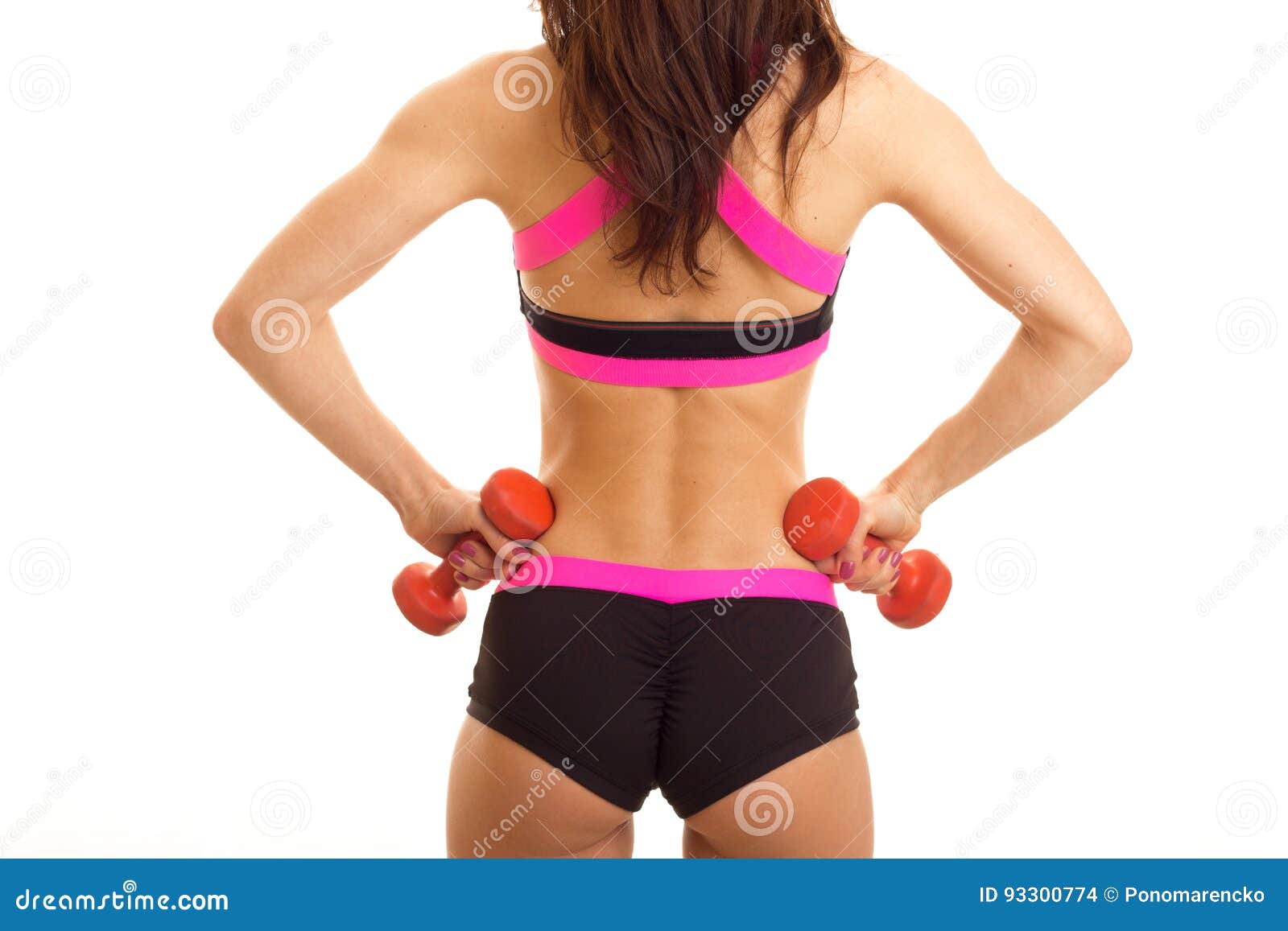 Athletic Young Girl With Krasivyim Buttocks In Shorts Worth Backwards
