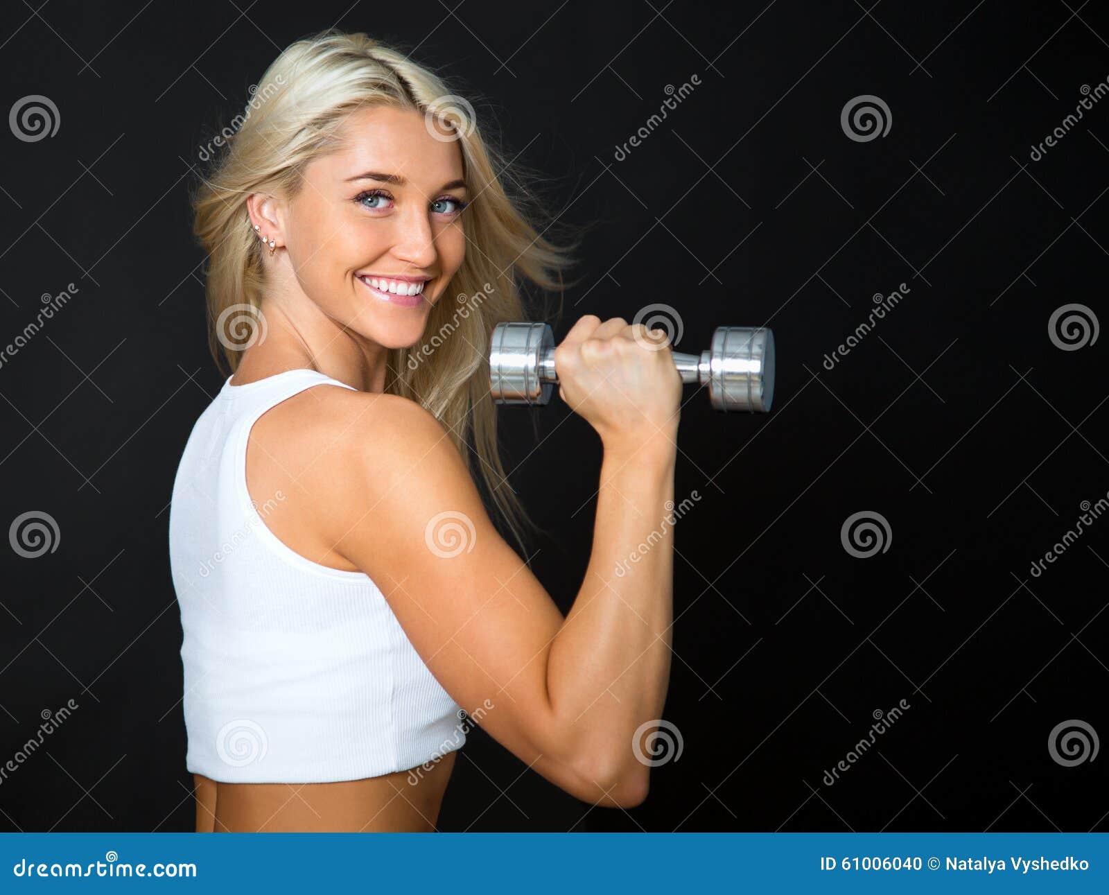 Athletic Young Lady Doing Workout with Weights Stock Photo - Image of ...