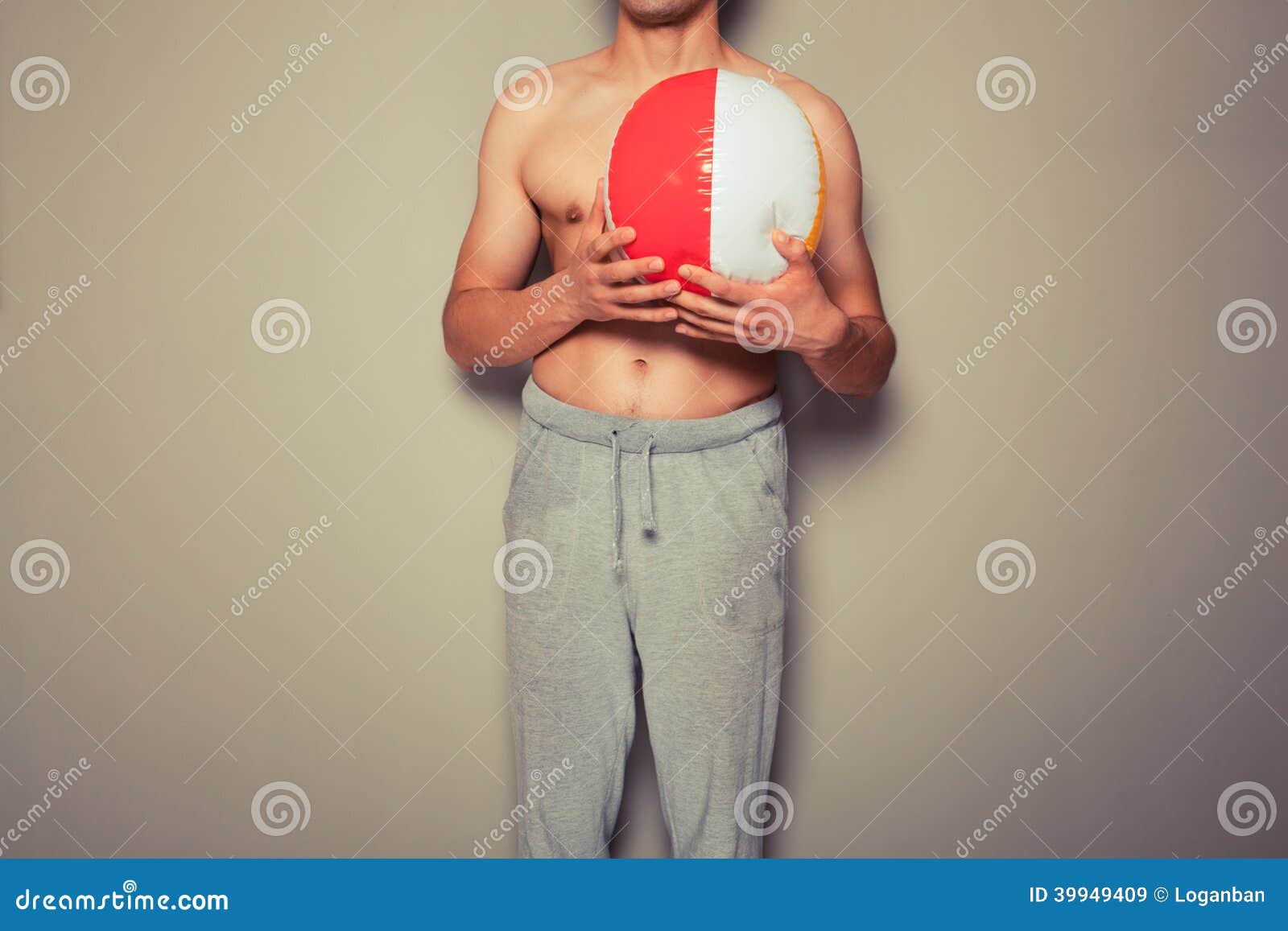 Athletic Young Man with a Beach Ball Stock Image - Image of tourist ...