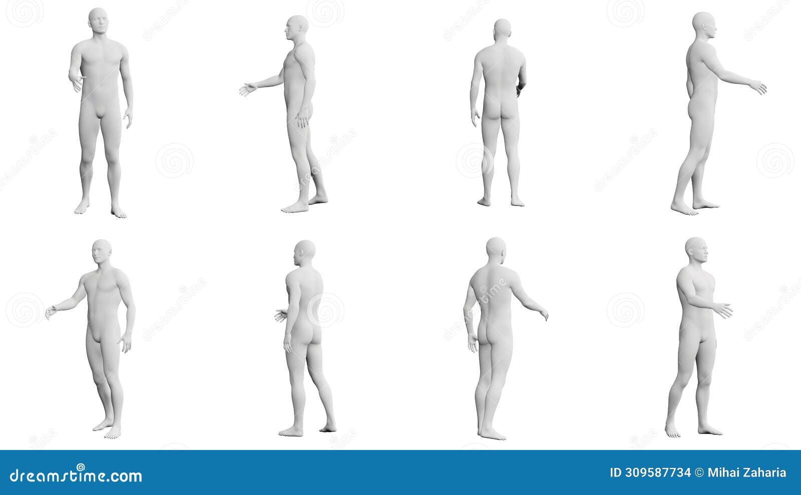 Athletic Young Man Greeting and Preparing To Shake Hand, Multiple Views ...