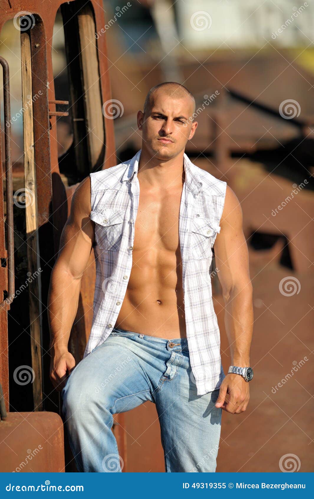 Athletic young man outdoor stock image. Image of looking - 49319355