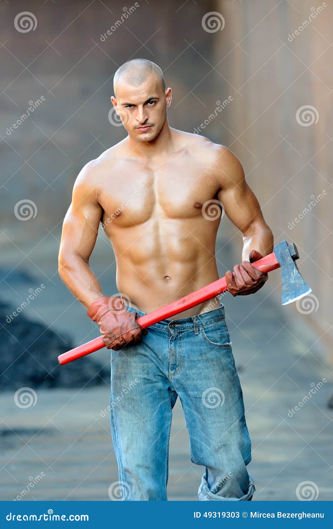 Athletic Young Man Outdoor Working Stock Image - Image of modern, naked ...