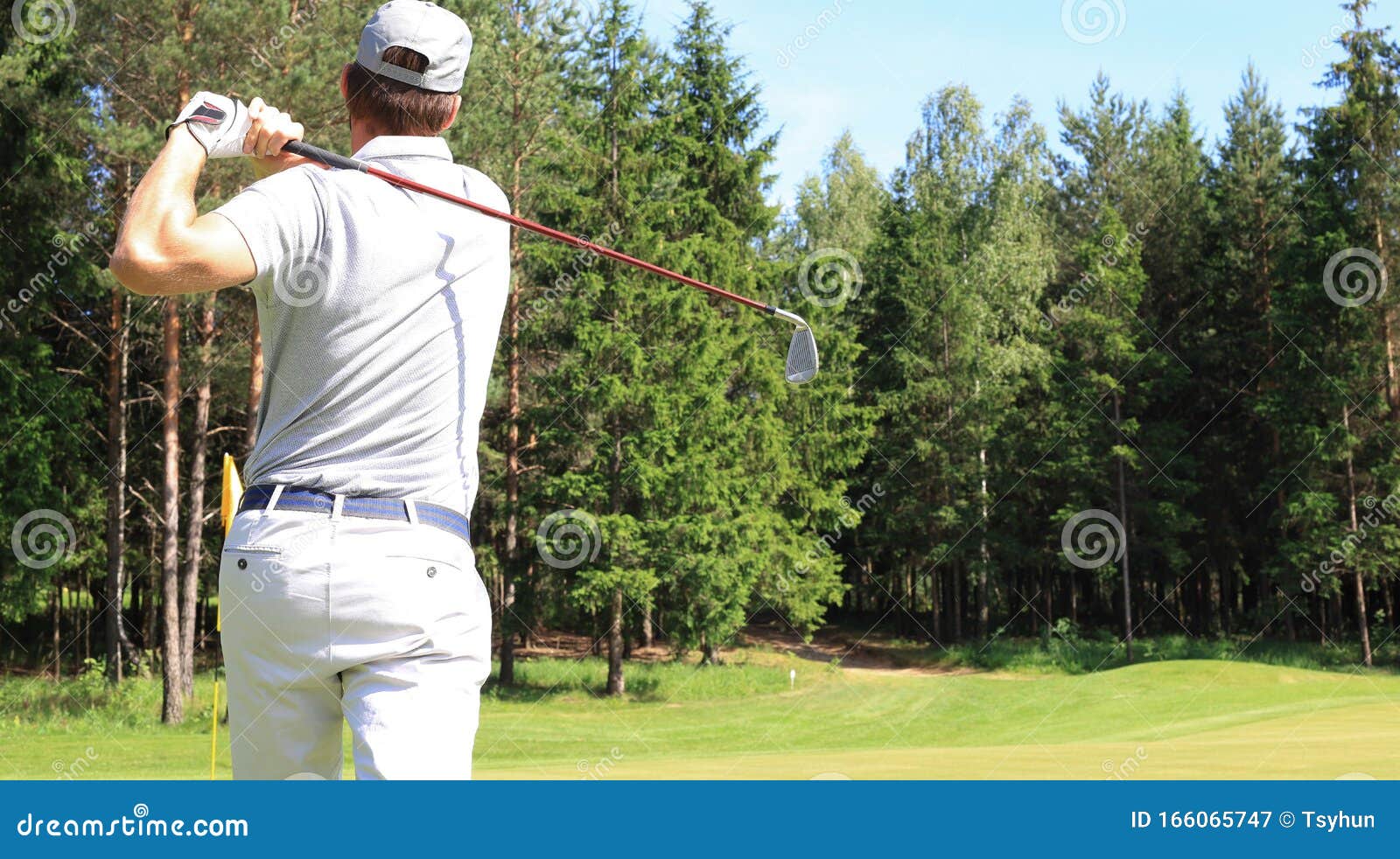 Athletic Young Man Playing Golf in Golfclub Stock Image - Image of ...