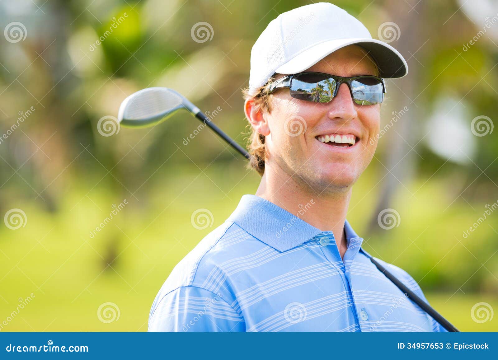 Athletic Young Man Playing Golf Stock Image - Image of action ...