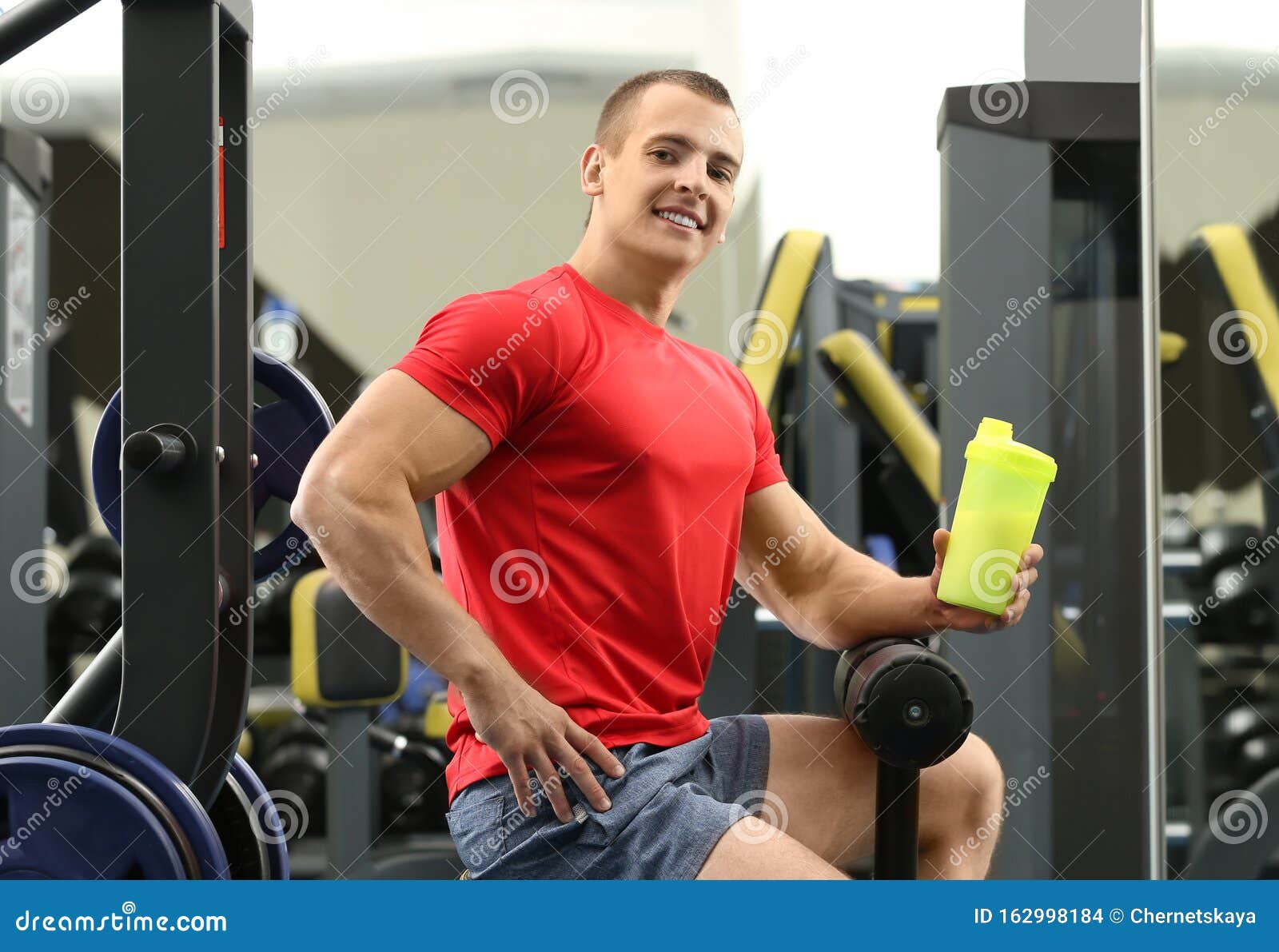 Athletic Young Man with Protein Shake Stock Photo - Image of athlete ...
