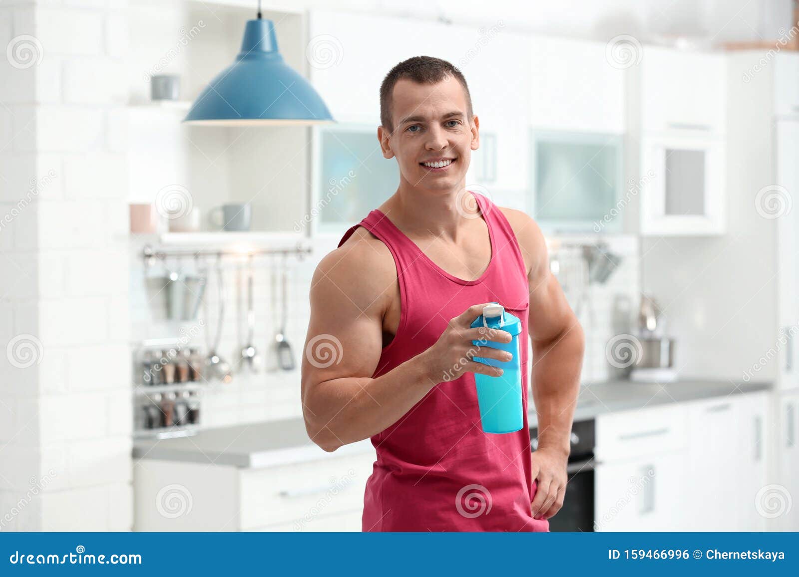 Athletic Young Man with Protein Shake Stock Photo - Image of athletic ...