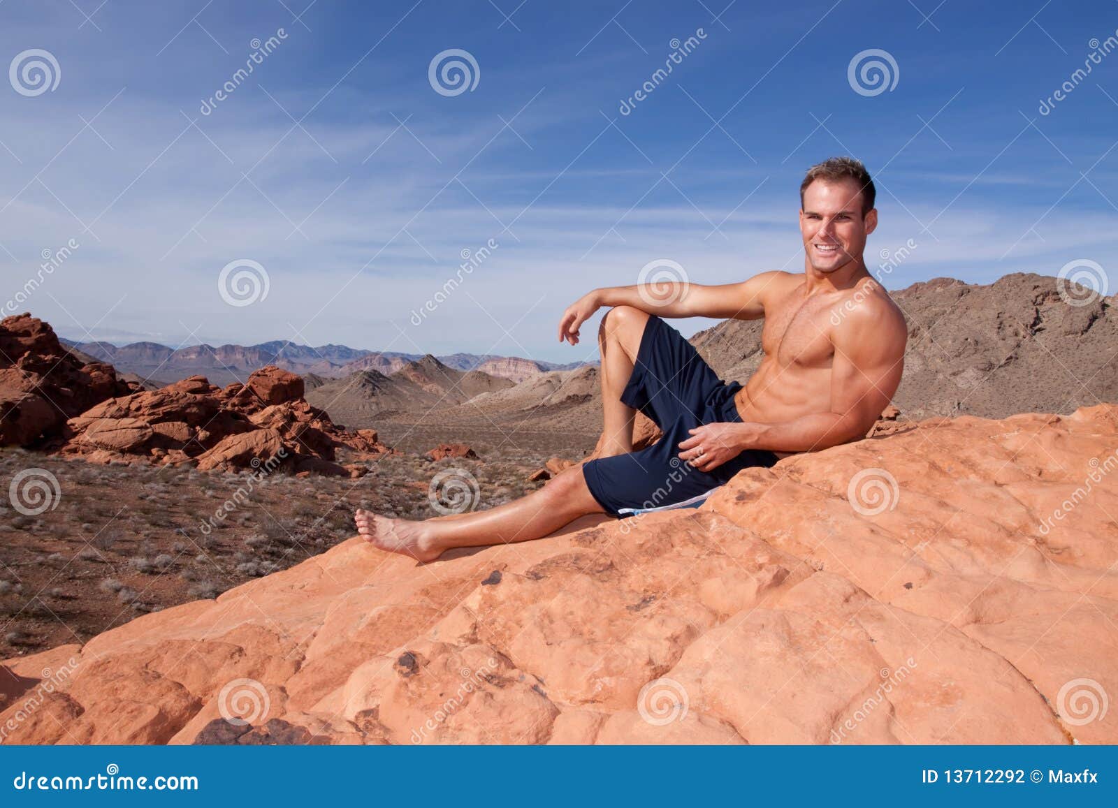 Athletic young man resting stock photo. Image of canyon - 13712292