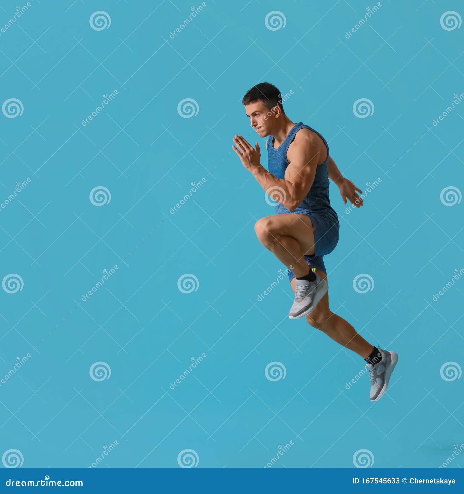 Athletic Young Man Running on Background, Side View Stock Image - Image ...