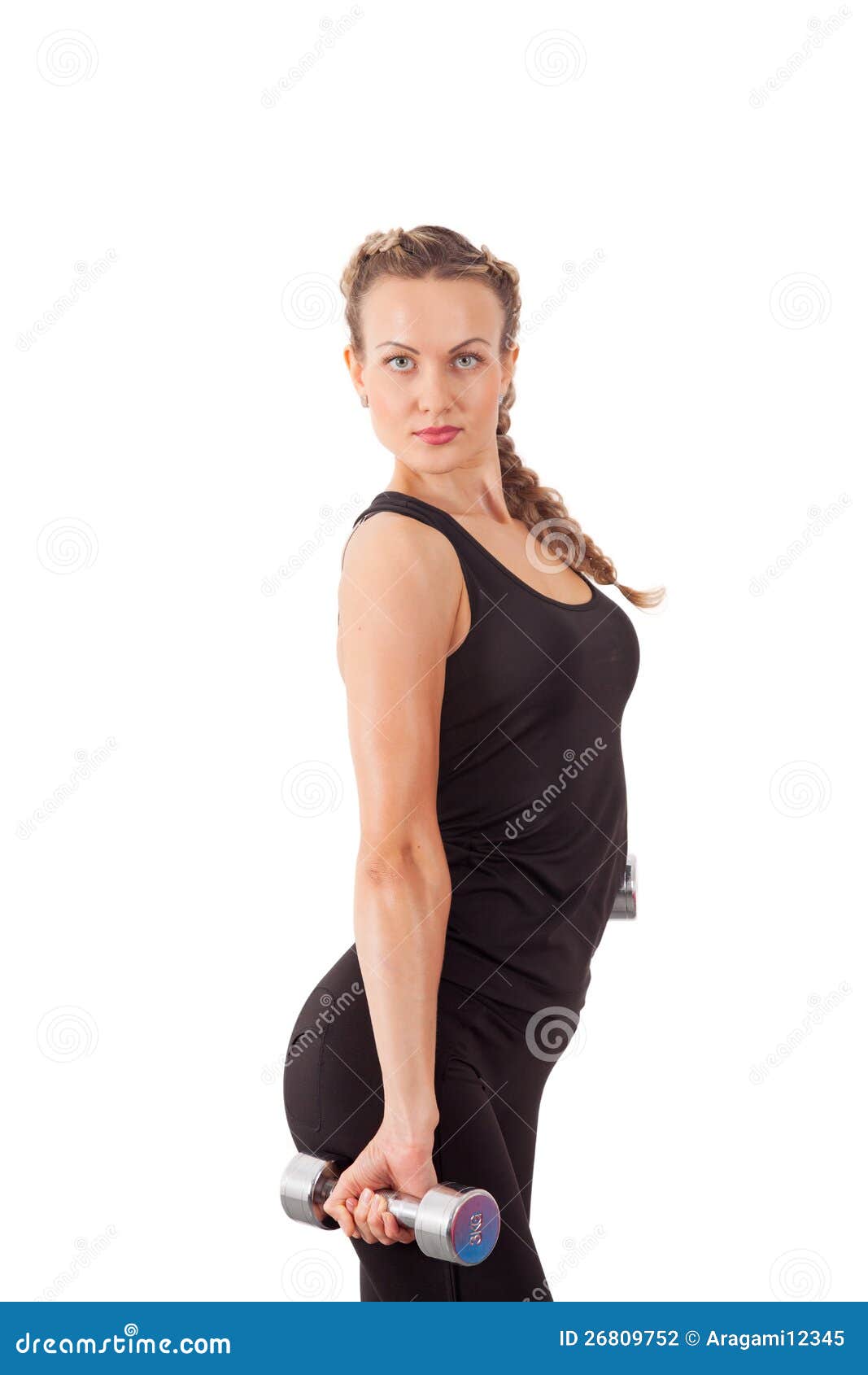 Athletic Young Woman with Dumbbells Stock Photo - Image of caucasian ...
