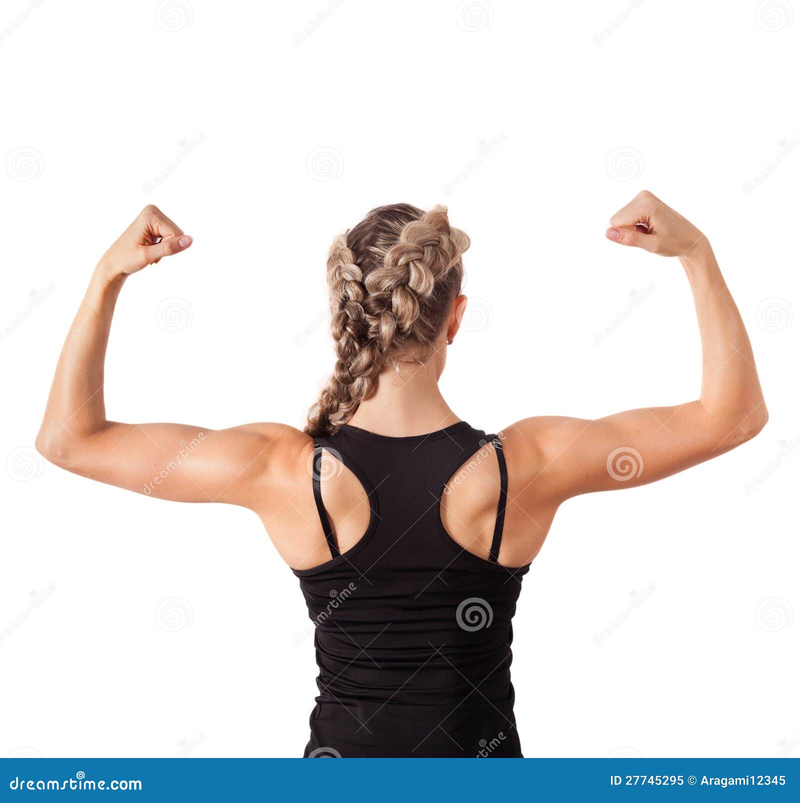 Athletic Young Woman Showing Biceps Stock Image - Image of model ...