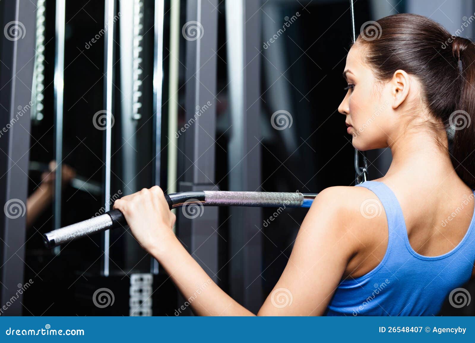 Athletic Young Woman Works Out on Gym Training Stock Image - Image of ...
