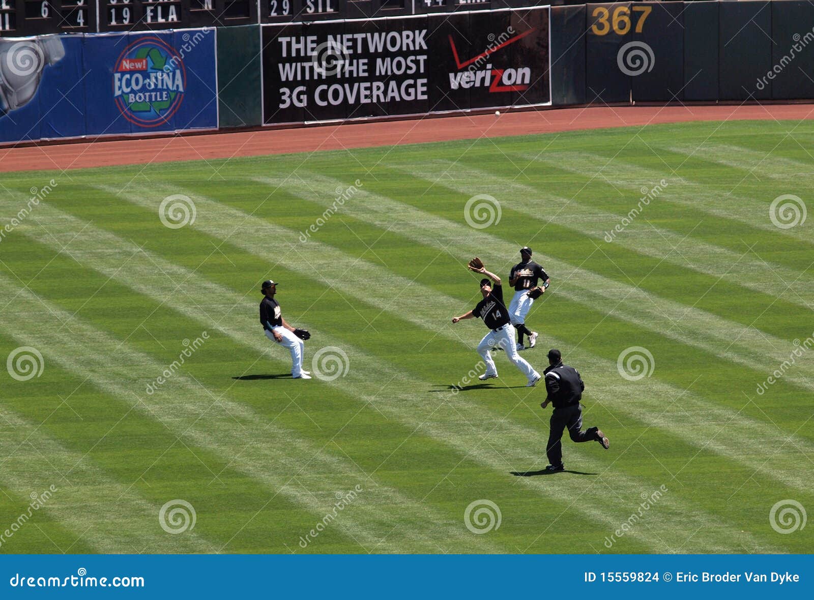 Athletics Run Down Ball in Outfield Editorial Stock Image - Image of ...