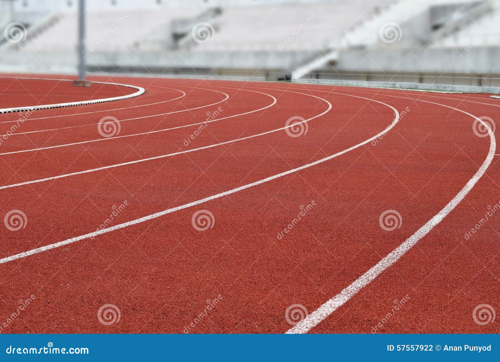 Athletics Stadium Running Track Red Lines Marks. Start Lane. 1, Royalty ...